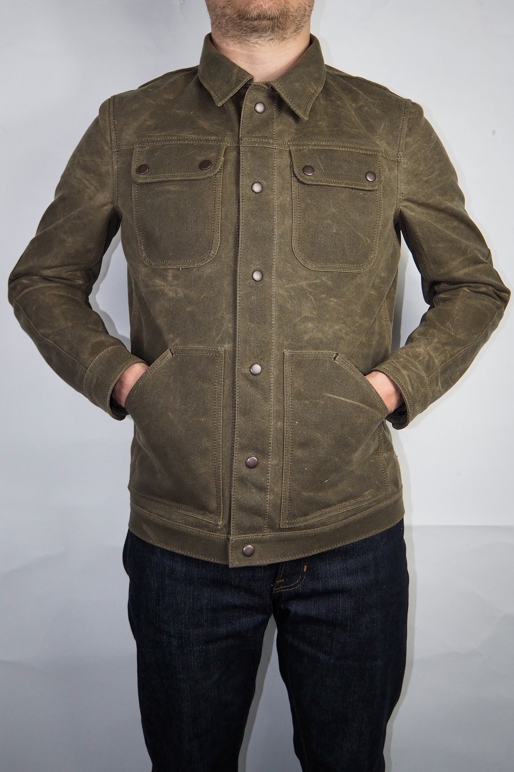 Ranger Jacket - 20oz. Sage Waxed Canvas – Skinner American Goods