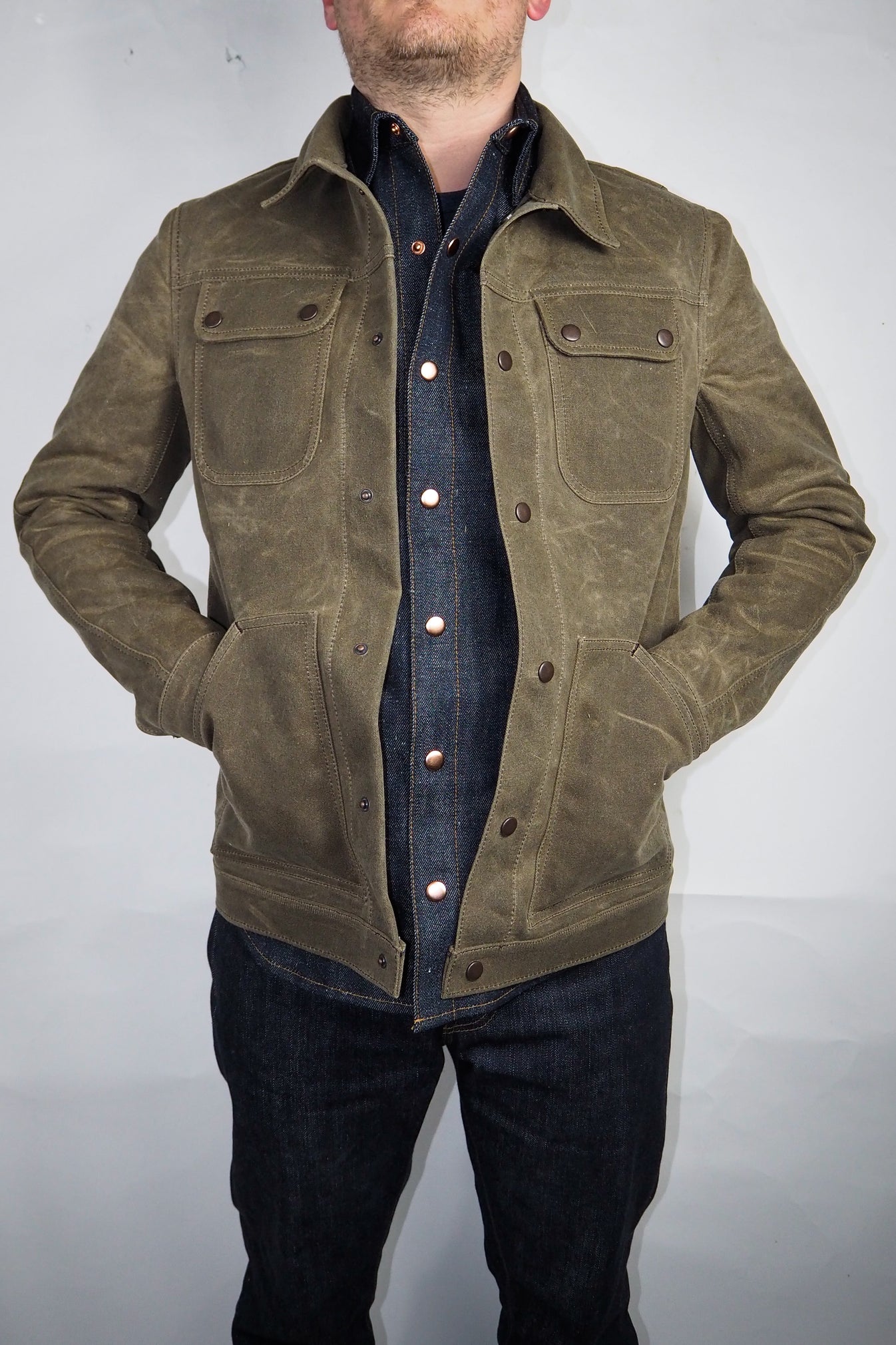 Ranger Jacket - 20oz. Sage Waxed Canvas – Skinner American Goods