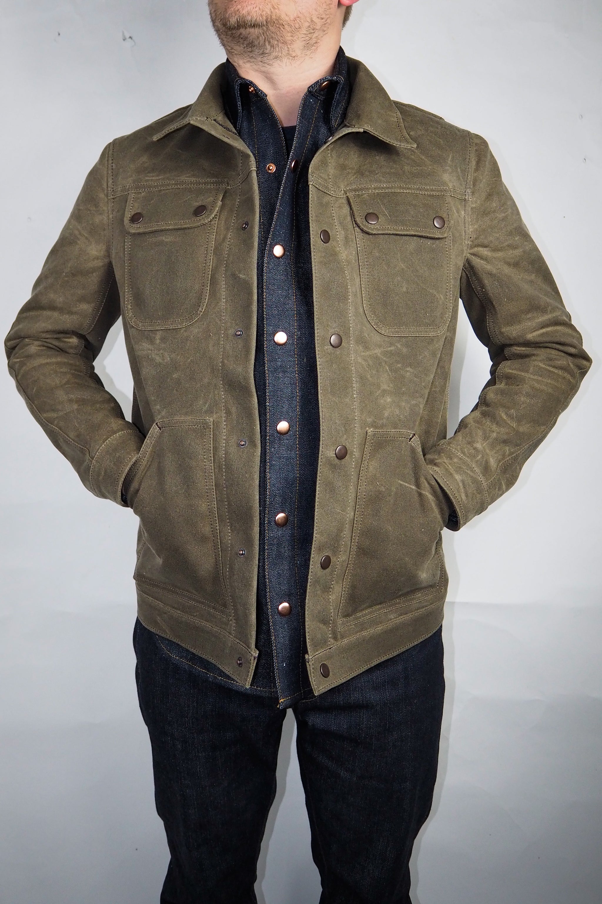 Ranger Jacket - 20oz. Sage Waxed Canvas – Skinner American Goods