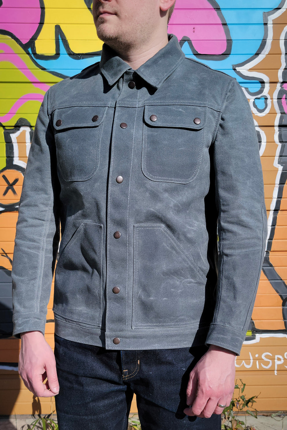 Ranger Jacket - 20oz. Slate Waxed Canvas Large – Skinner American Goods